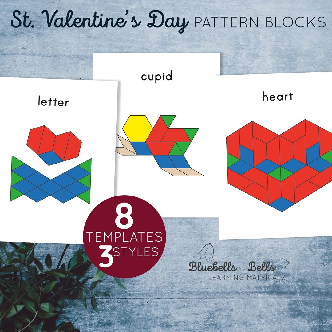 Valentines Day Pattern Block Templates. Preschool and Kindergarten STEM ...