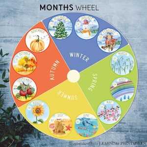 Months of the Year Cards Matching Activity. Printable Seasons Wheel. - Etsy
