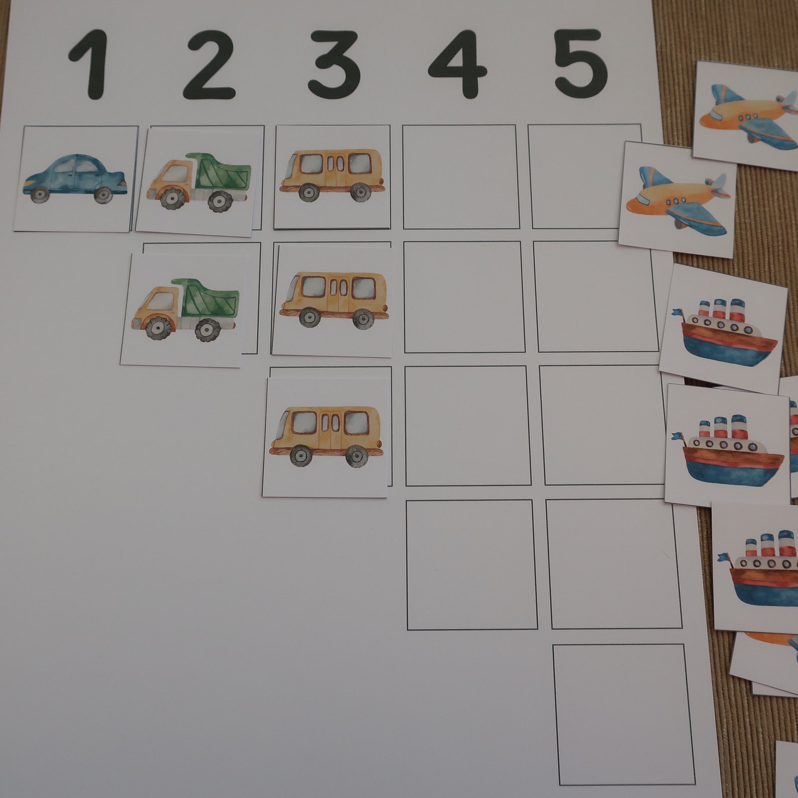 Montessori Toddler Counting Activity Printable Transportation - Etsy