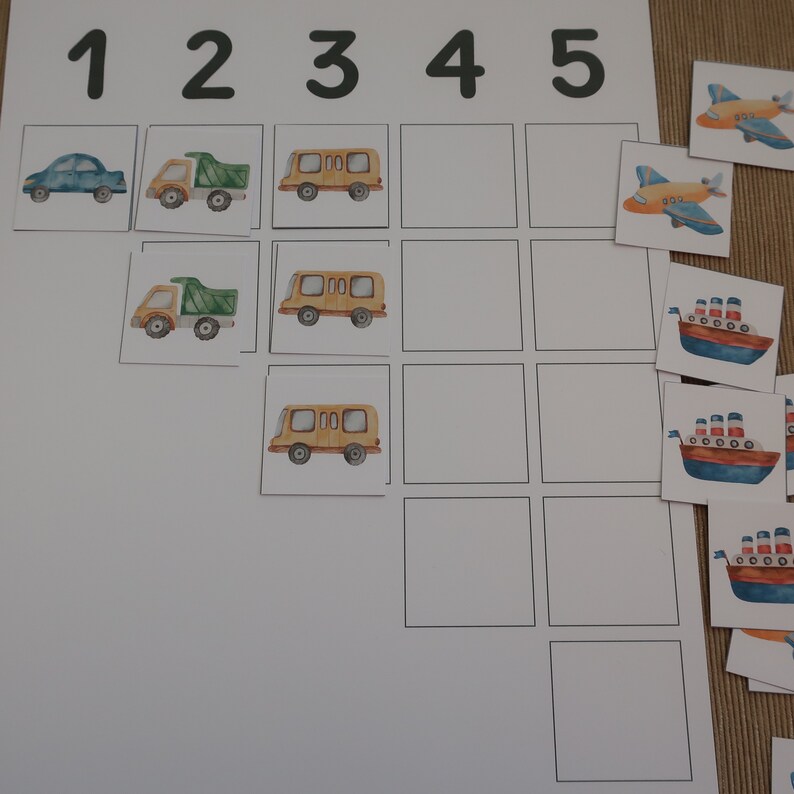 Montessori Toddler Counting Activity Printable Transportation - Etsy