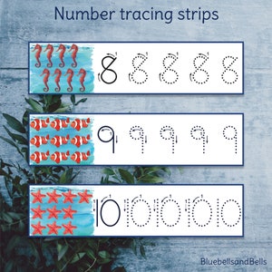 Ocean Number Tracing Printable. Preschool and Kindergarten Handwriting ...
