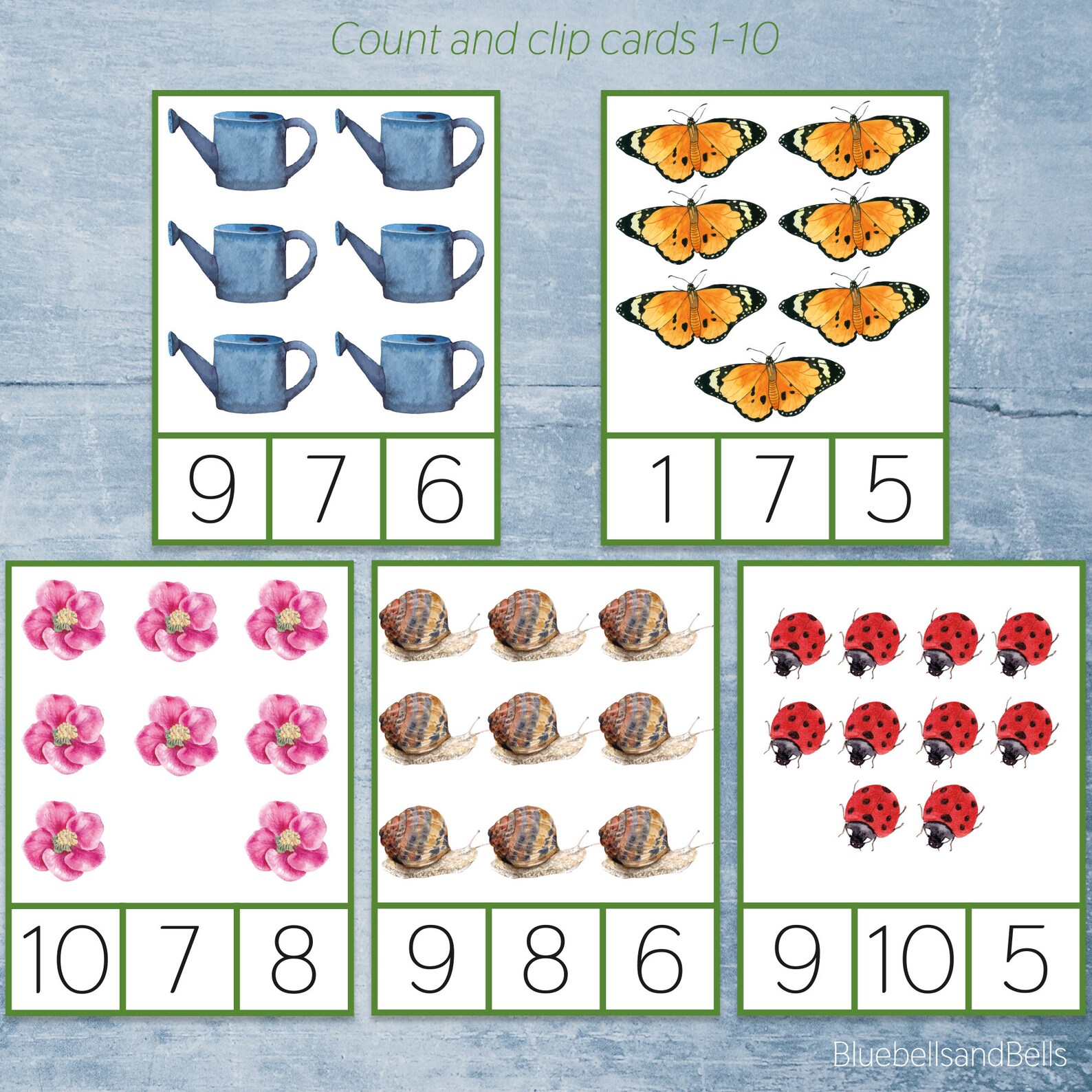 Spring Count and Clip Cards 1-10. Montessori Preschool Math - Etsy