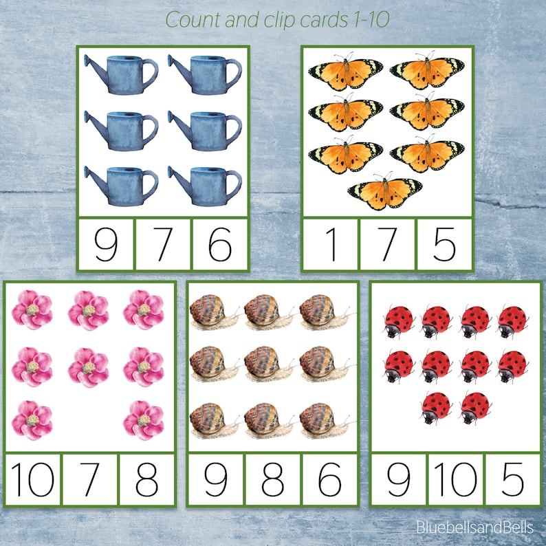 Spring Count and Clip Cards 1-10. Montessori Preschool Math - Etsy