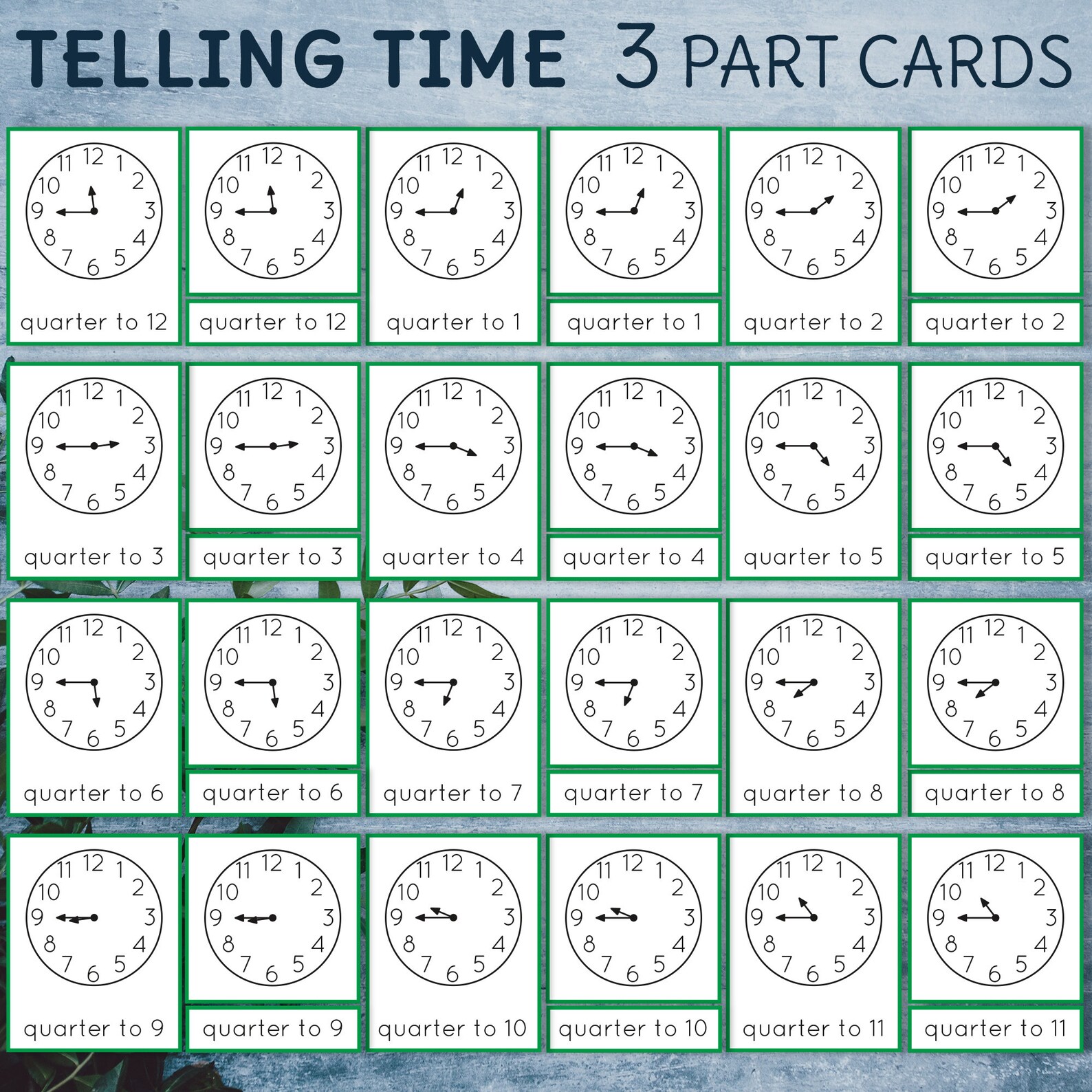 Telling Time Montessori Printable 3 Part Cards. - Etsy
