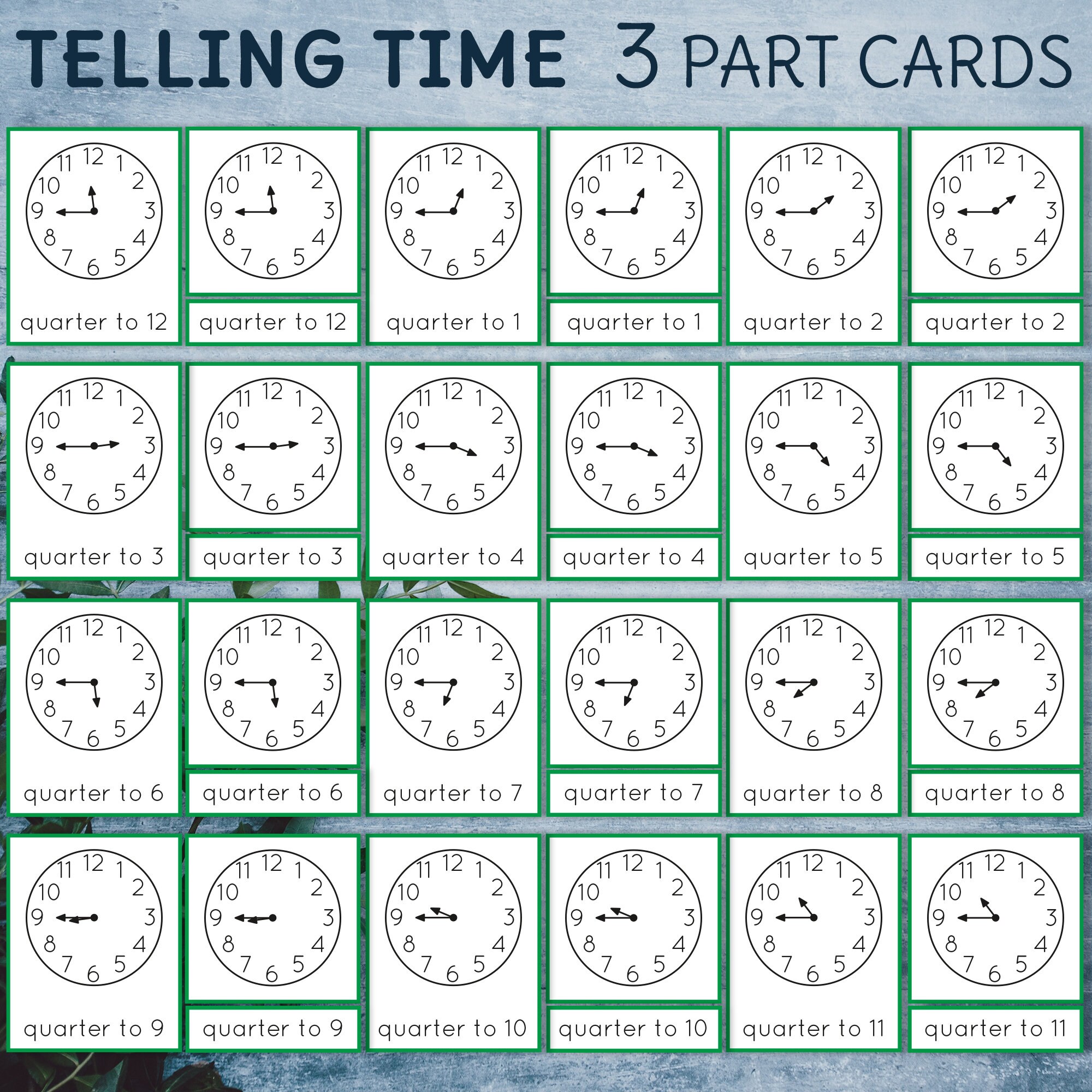 Telling Time Montessori Printable 3 Part Cards. | Etsy