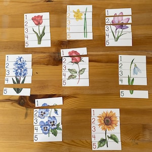 Flowers Puzzle Number Sequence 1-5. Toddler Printable Spring Busy Book ...