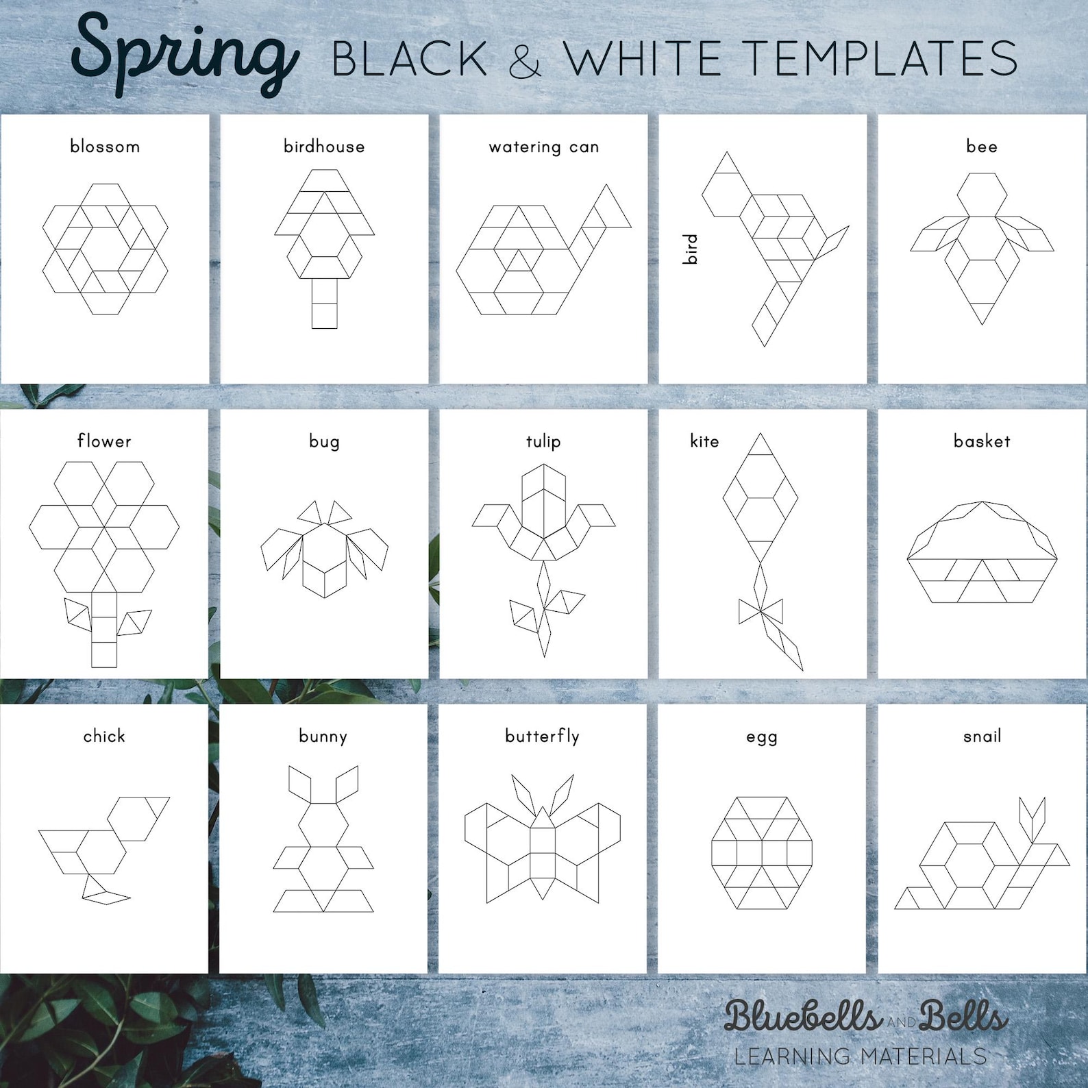 Spring Pattern Blocks Templates. Spring Printable Preschool and ...