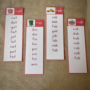 CVC Word Families Reading Lists. Montessori Pink Series Printable. - Etsy