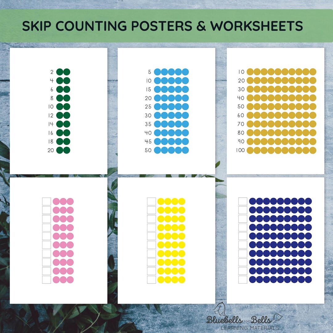 Montessori Bead Bars Skip Counting Worksheets and Posters - Etsy