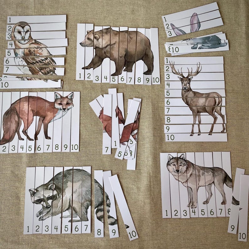 Woodland Animal Number Puzzles 1-10. Montessori Printable. Forest ...
