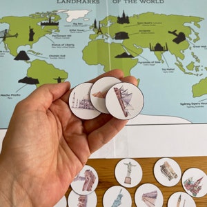 Landmarks of the World Map Matching Activity. Montessori Printable ...
