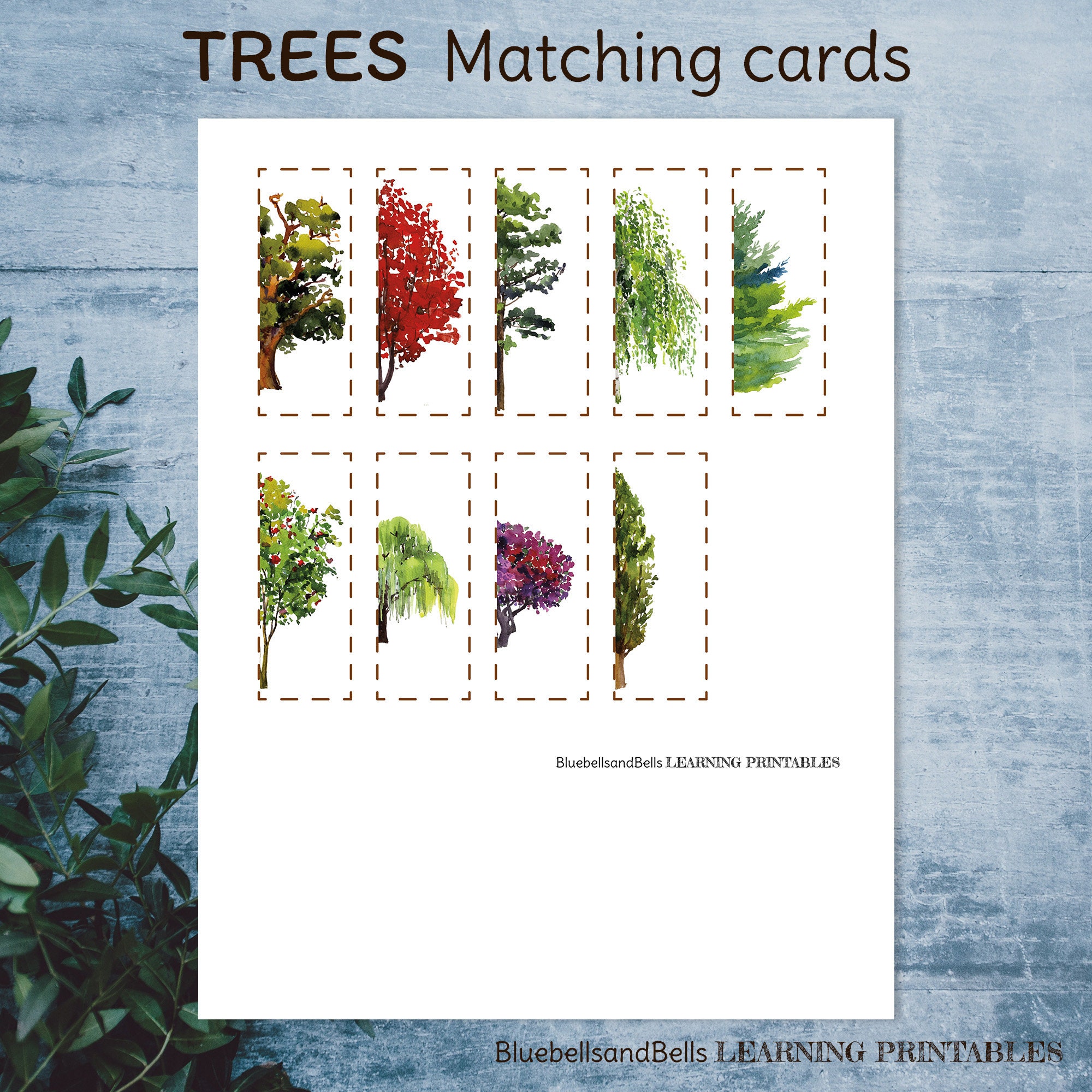 Toddler Puzzle Trees Halves Matching. Montessori Printable Busy Book ...