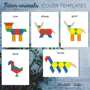 Farm Animals Pattern Blocks Templates. Preschool and Kindergarten Shape ...