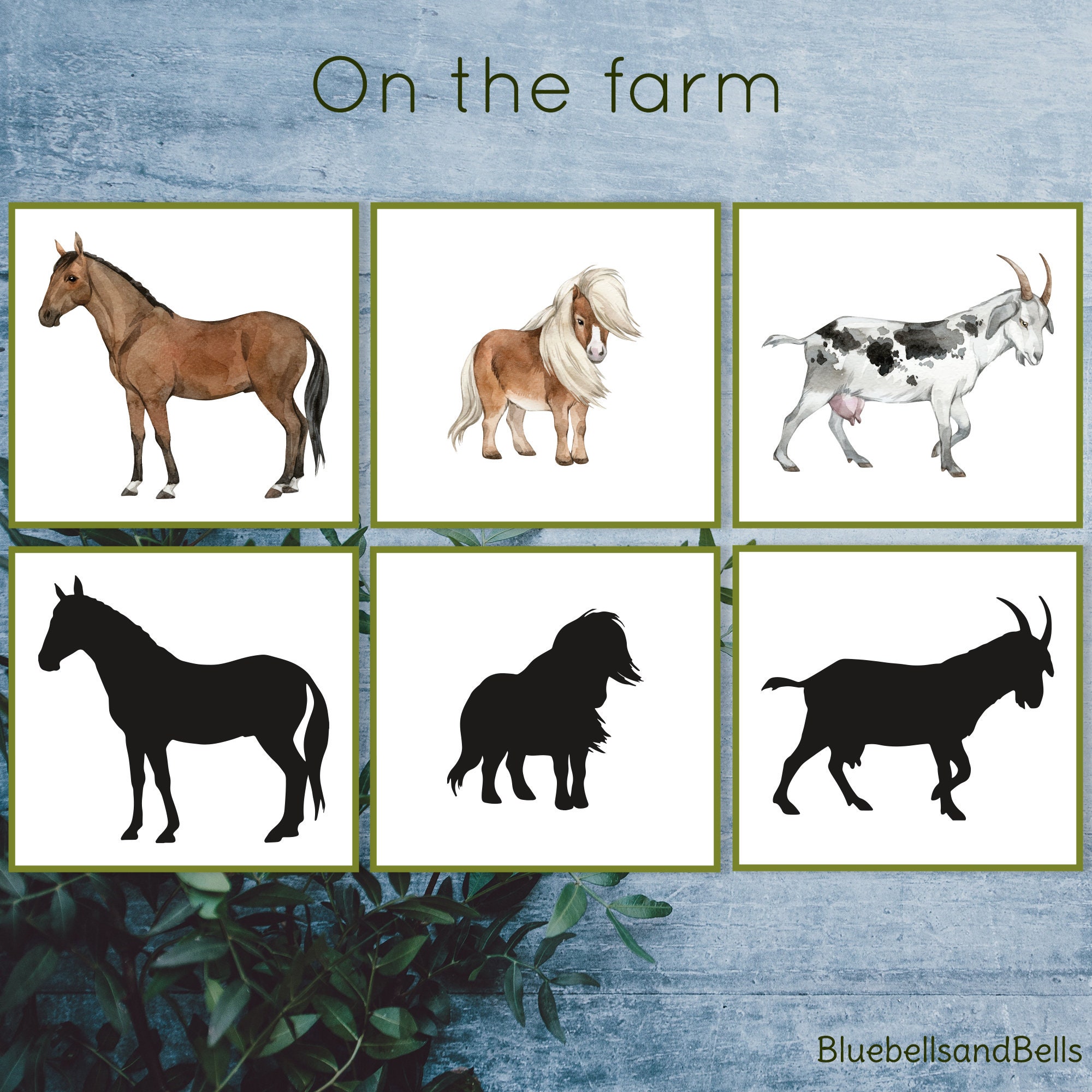 Farm Animal Shadow Matching Cards. Toddler Montessori - Etsy Australia