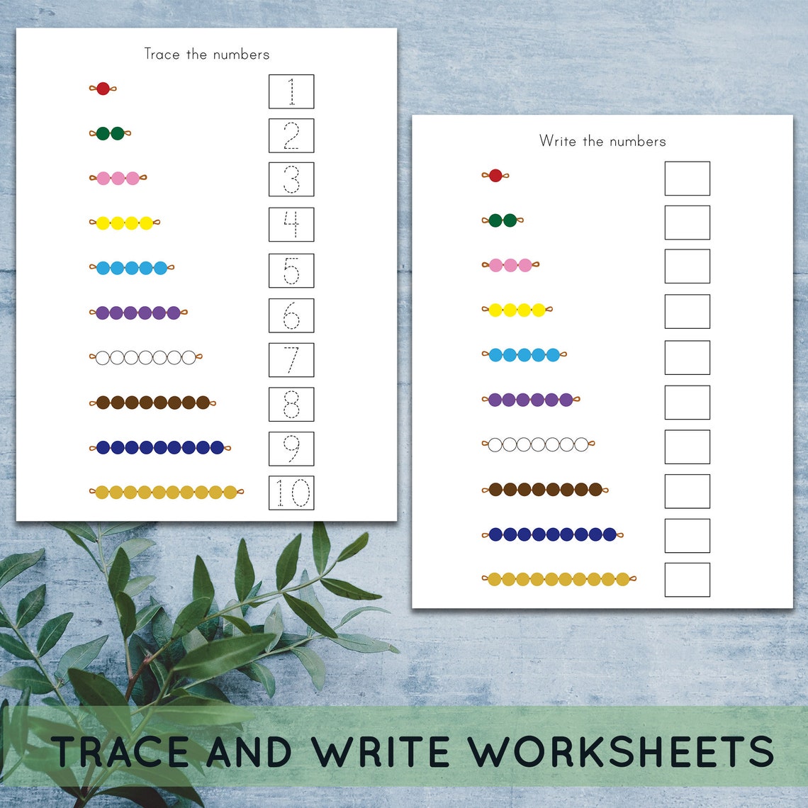 Montessori Colored Bead Stair Printables. Preschool Math - Etsy