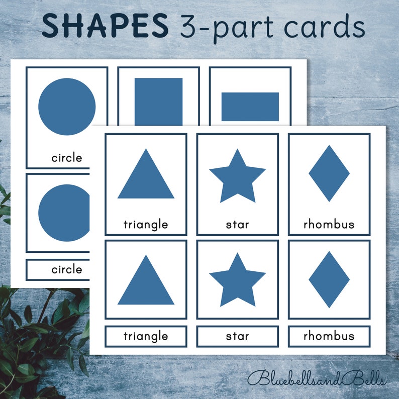 Shapes Montessori Printable 3 Part Cards. Preschool Vocabulary Matching ...
