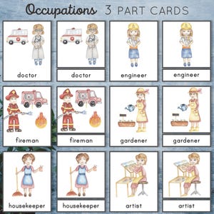 Occupations 3 Part Cards. Montessori Printable Professions Nomenclature ...