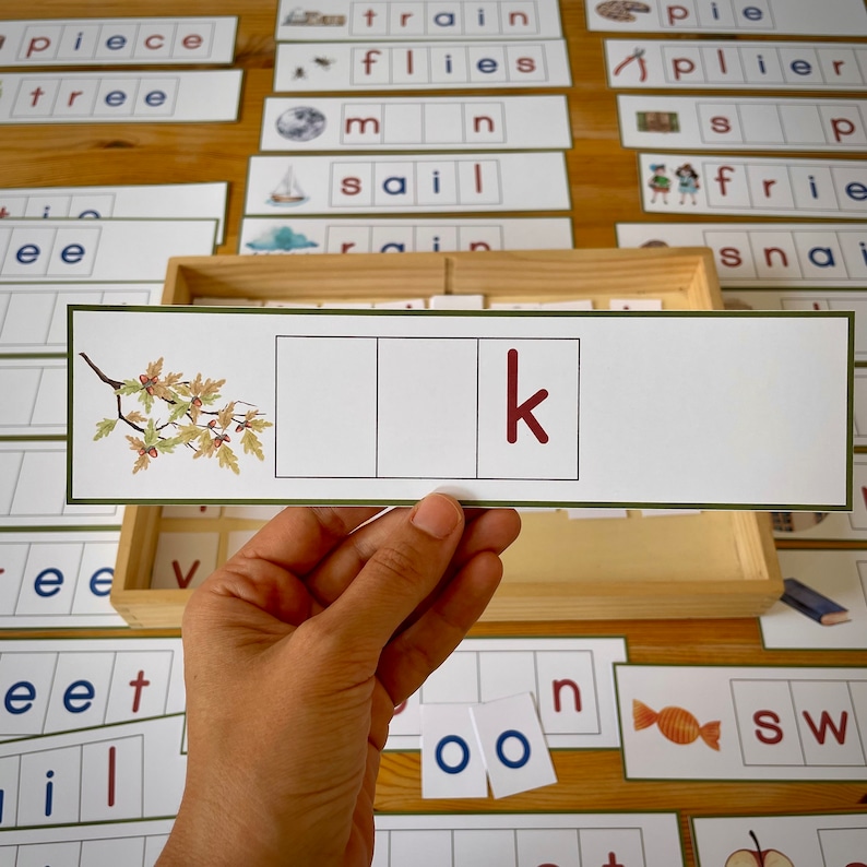 Montessori Moveable Alphabet Printable Vowel Digraph Cards for Letter ...