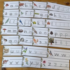Alphabet Tracing Strips Woodland Lowercase. Handwriting Activity for ...