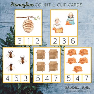 Honeybee Count and Clip Cards 1-10. Preschool Insect Math Printable ...