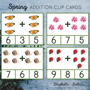 Montessori Spring Printable Addition Clip Cards. Preschool and ...