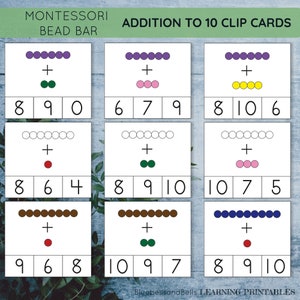 Montessori Addition Colored Beads Clip Cards. Montessori Printable Math ...