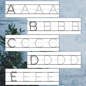 Uppercase Letter Tracing Strips Lined. Preschool and Kindergarten ...