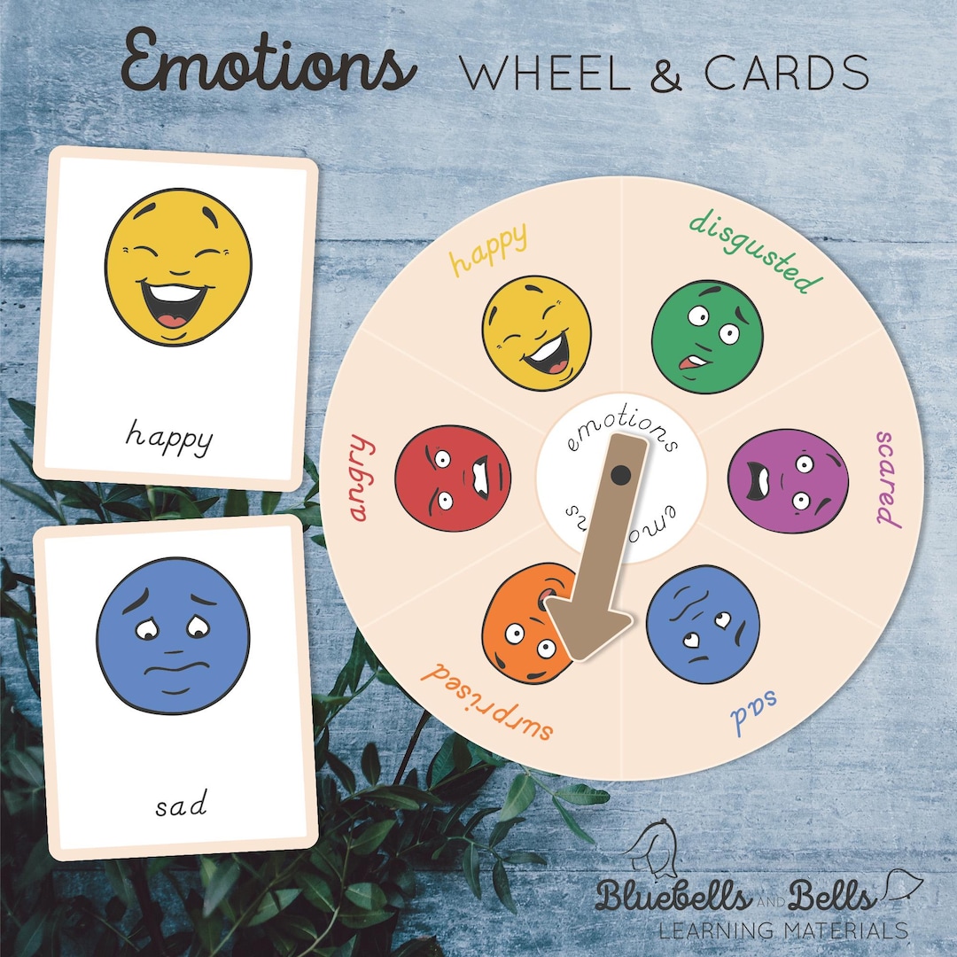 Emotions Cards and Wheel Printable. Feelings Flashcards. - Etsy