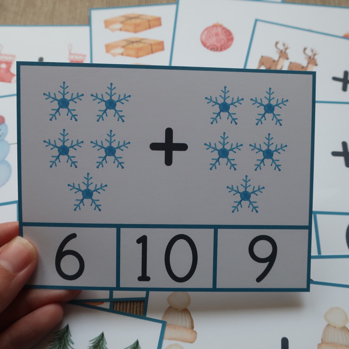 Montessori Winter Printable Addition Clip Cards. Preschool and | Etsy