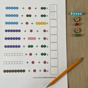 Montessori Bead Bars Addition Worksheets 3 Addends. Montessori ...