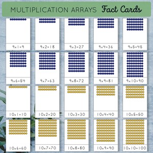 Montessori Bead Bars Multiplication Arrays Cards. Equal Groups ...
