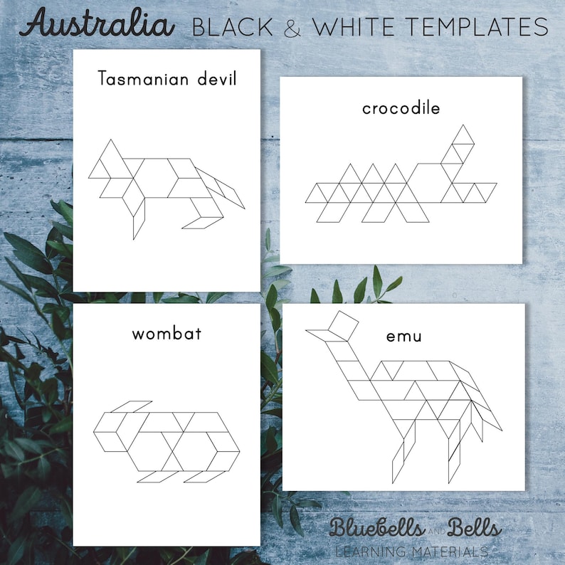 Australia Animals Pattern Blocks Templates. Preschool and Kindergarten ...