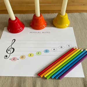 Montessori Music Handbells Printable Musical Notes Poster and Cards - Etsy