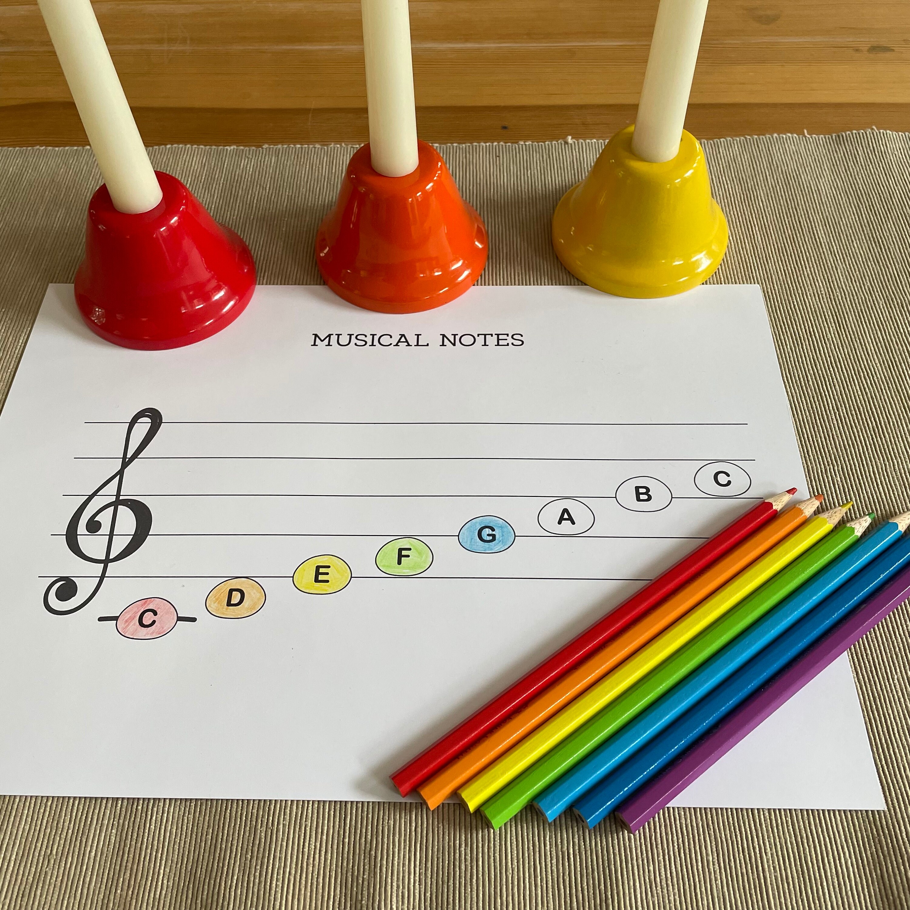 Montessori Music Handbells Printable Musical Notes Poster and Cards - Etsy