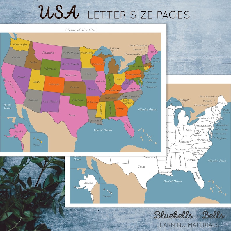 United States Montessori Maps and Cards. - Etsy