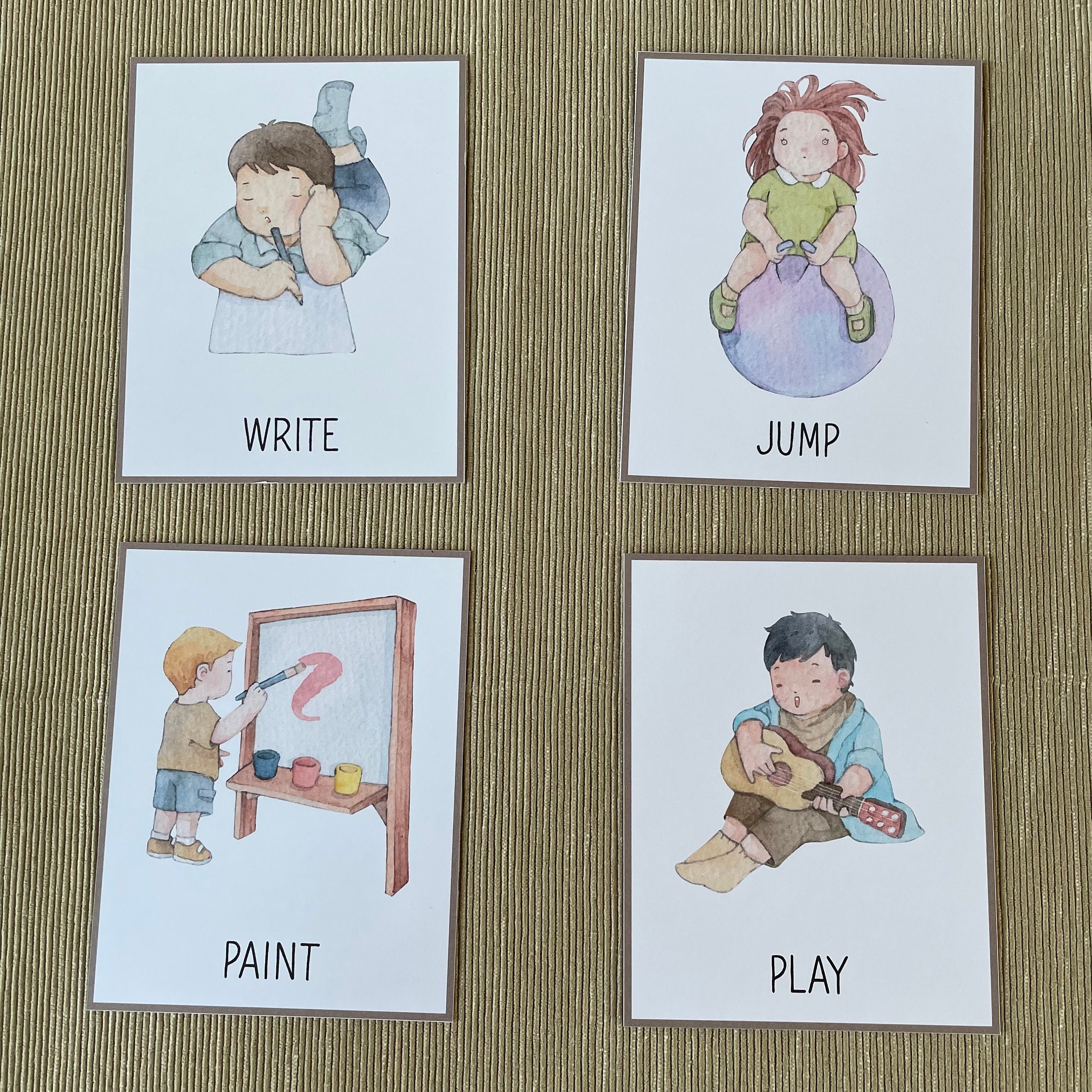 Verb Action Flash Cards. Vocabulary Printable Preschool and ...
