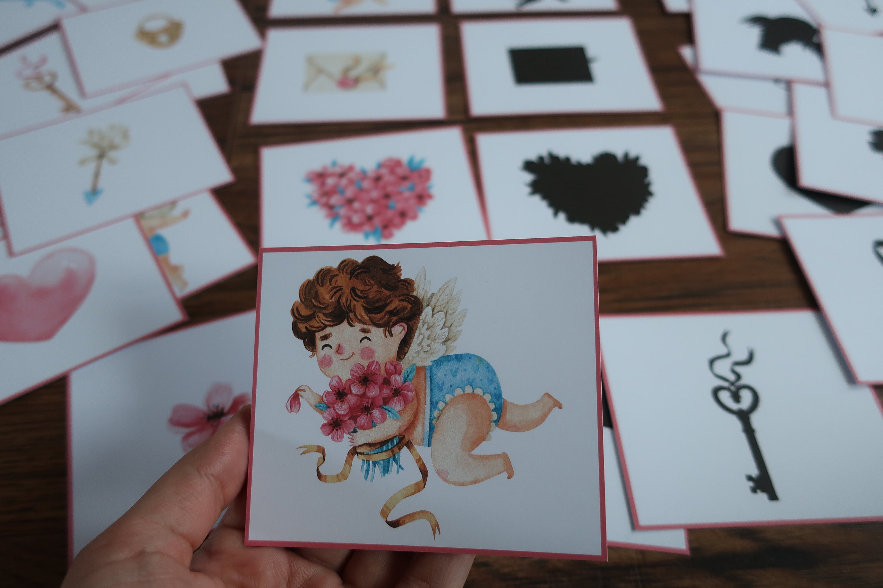 St. Valentines Day Shadow Matching Cards. Toddler Montessori - Etsy