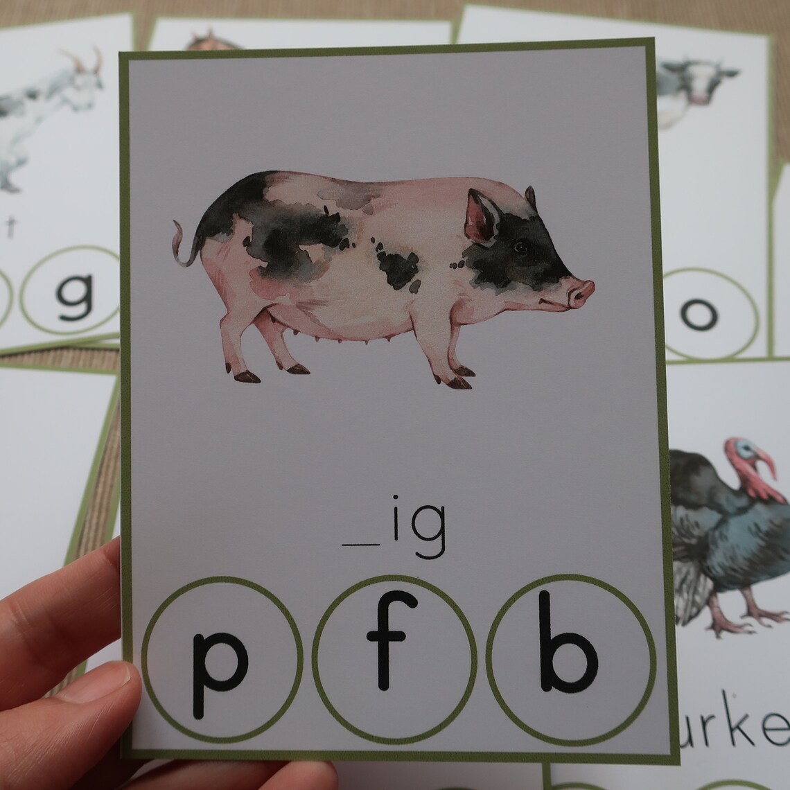 Farm Phonics Clip Cards. Montessori Printable Beginning Sound - Etsy