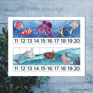 Ocean Preschool Printable Number Sequence 11-20 Puzzle. Montessori ...