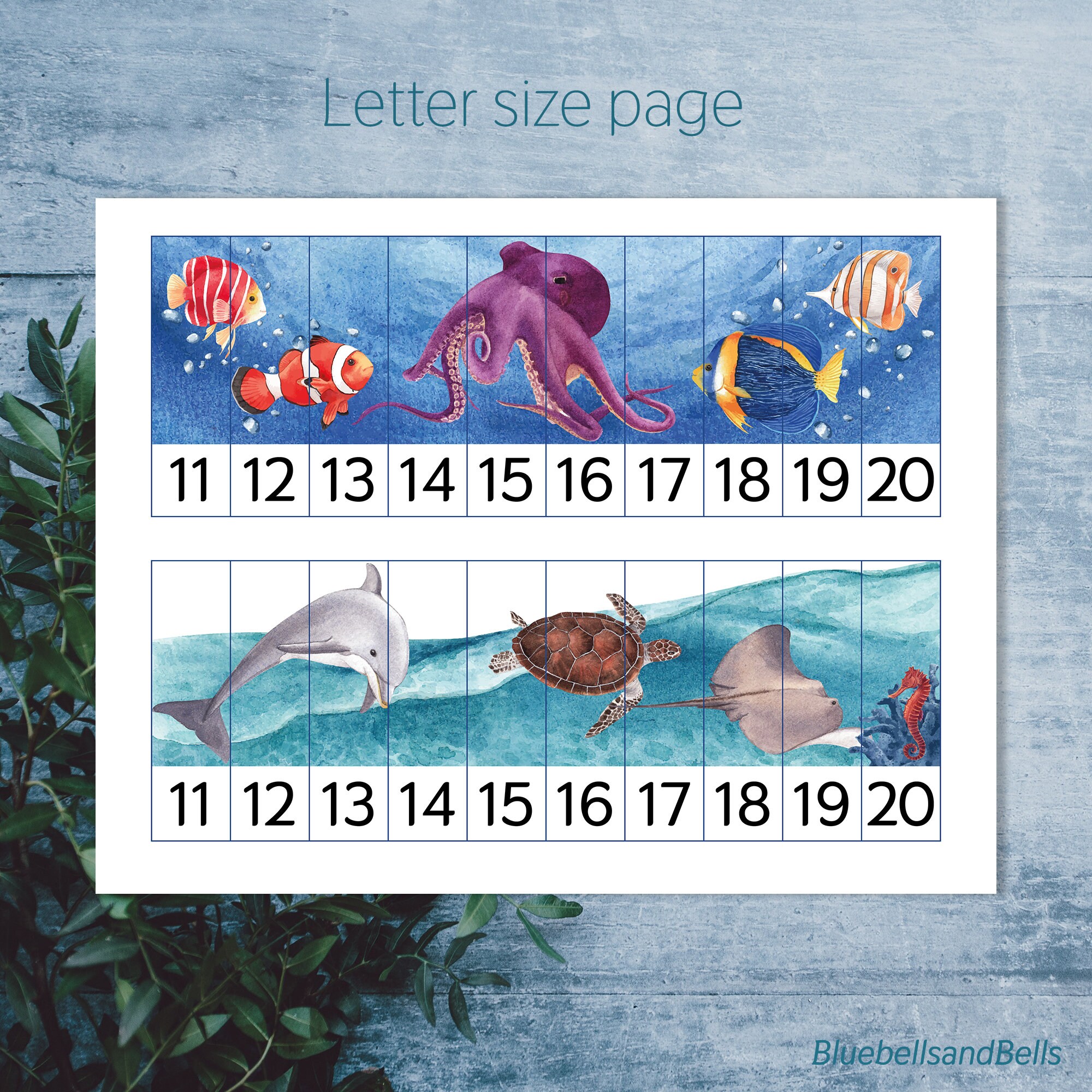 Ocean Preschool Printable Number Sequence 11-20 Puzzle. - Etsy