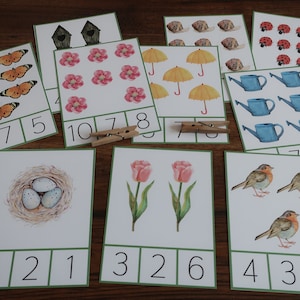 Spring Count and Clip Cards 1-10. Montessori Preschool Math Printable ...