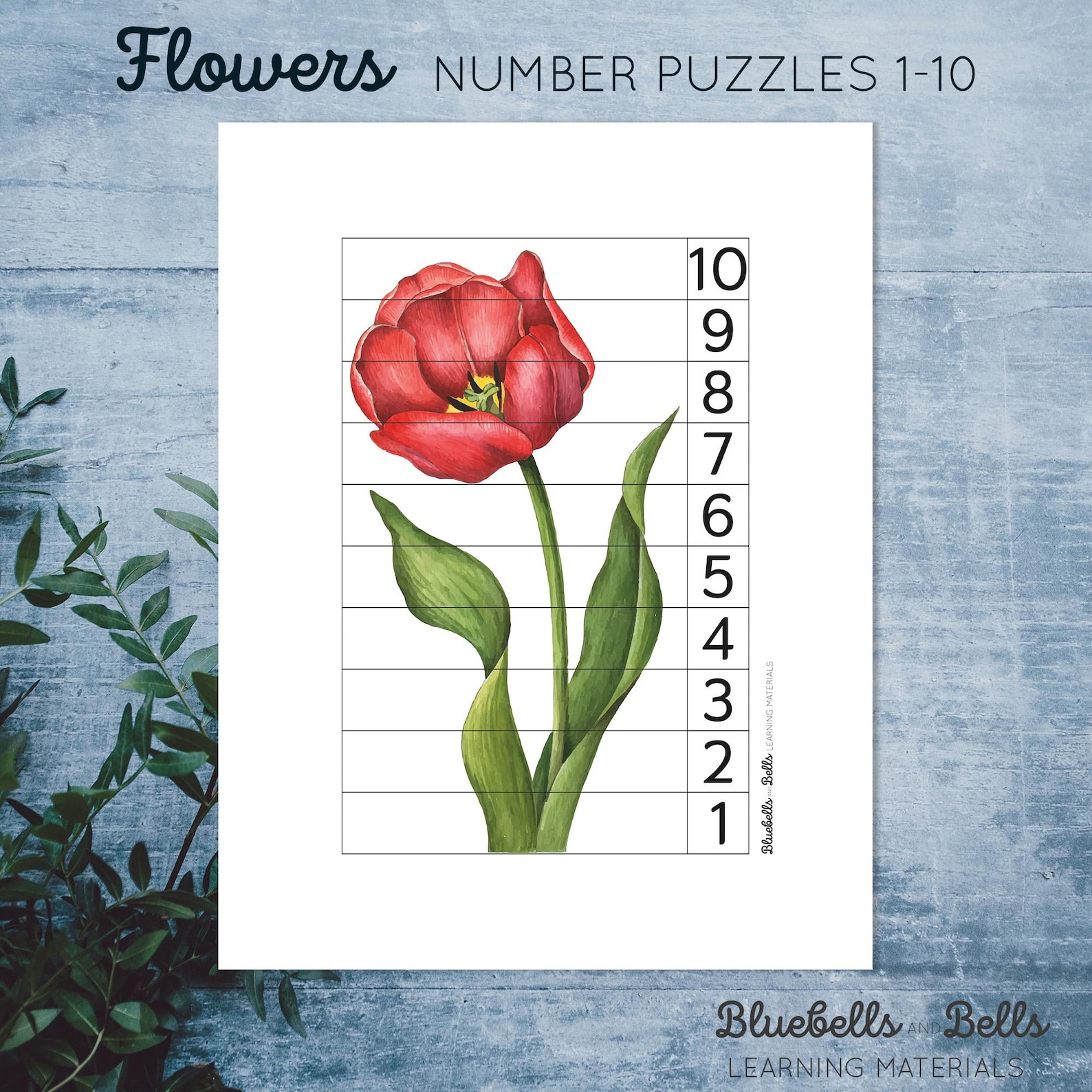 Flower Number Puzzles 1-10. Montessori Spring Printable. Preschool ...