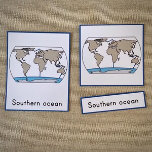 Oceans of the World 3 Part Cards. Montessori Geography Printable ...
