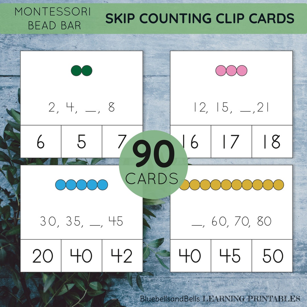Montessori Bead Bar Skip Counting Clip Cards. Multiplication ...