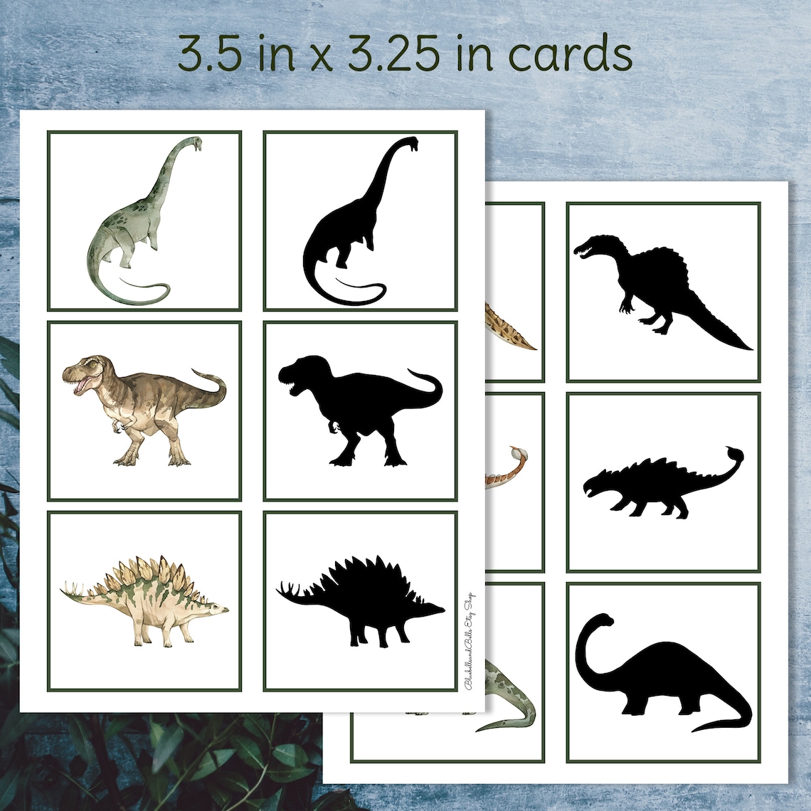 Montessori Printable Dinosaur Shadow Matching Cards. Toddler - Etsy