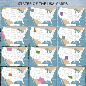 United States Montessori Maps and Cards. - Etsy