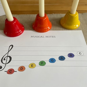 Montessori Music Handbells Printable Musical Notes Poster and Cards - Etsy