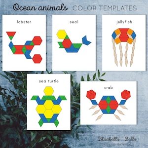 Ocean Animals Pattern Blocks Templates. Preschool and Kindergarten ...