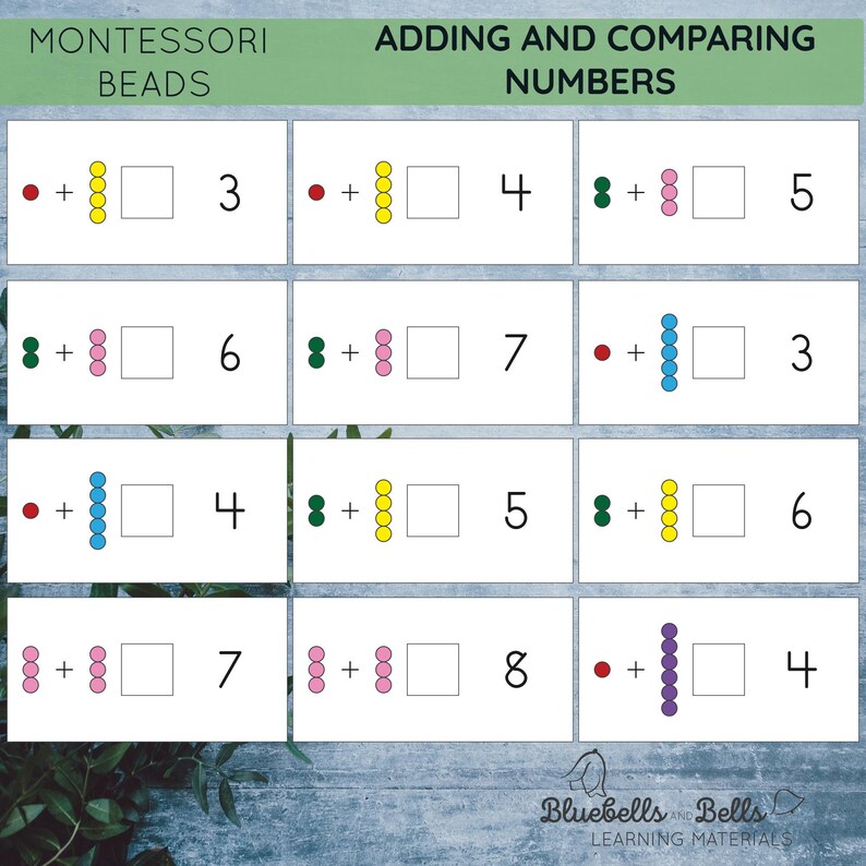Montessori Bead Bars Comparing Numbers With Addition Equation. - Etsy