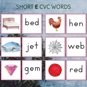 Montessori Printable CVC Word and Picture Matching Activity. Pink ...